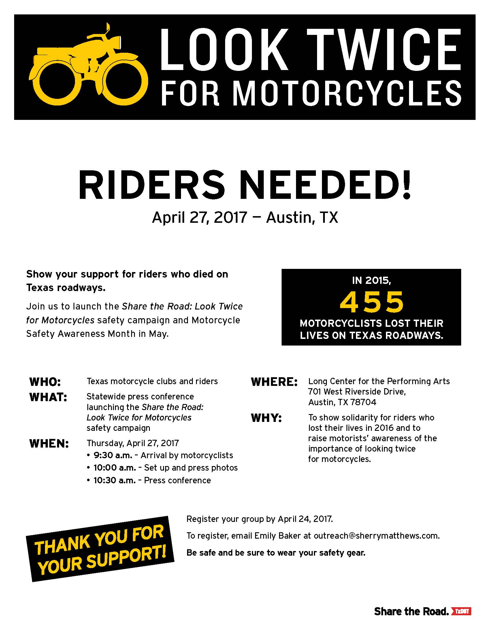 Riders Needed for Press Event to Kick Off Motorcycle Safety Awareness ...